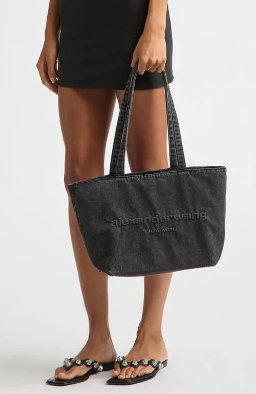 Alexander Wang Medium Punch Denim Tote - Grey Aged