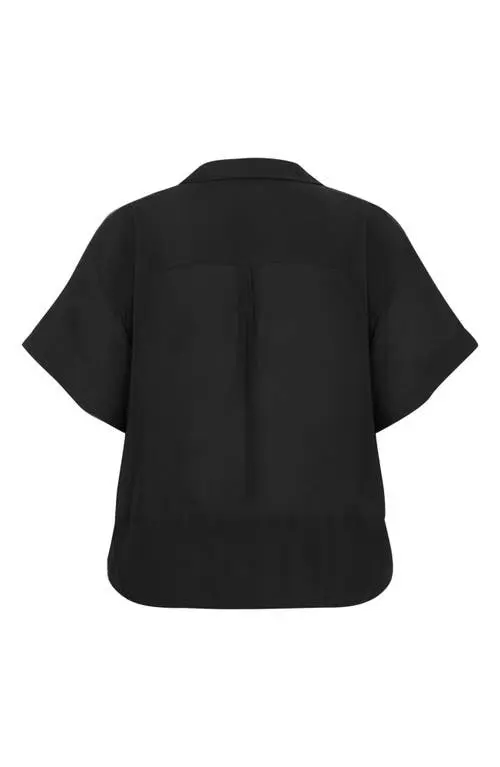 City Chic Kalea Tie-front Button-up Shirt - Black