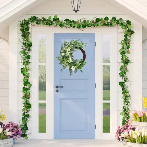 NORTHLIGHT Hellebores And Ivy Artificial Spring Floral Wreath