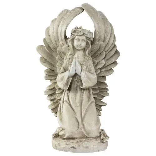 NORTHLIGHT 15.25" Angel Kneeling In Prayer Outdoor Garden Statue - Gray