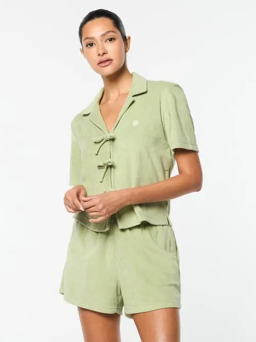 SERGIO TACCHINI Edda Cropped Terry Toweling Shirt - Reseda
