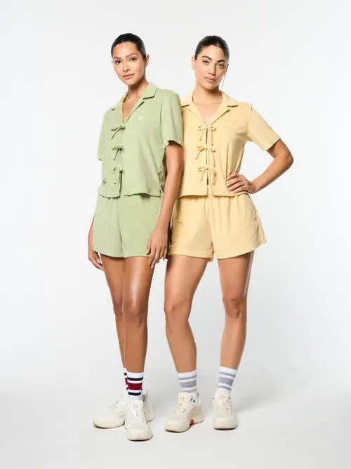 SERGIO TACCHINI Edda Cropped Terry Toweling Shirt - Reseda