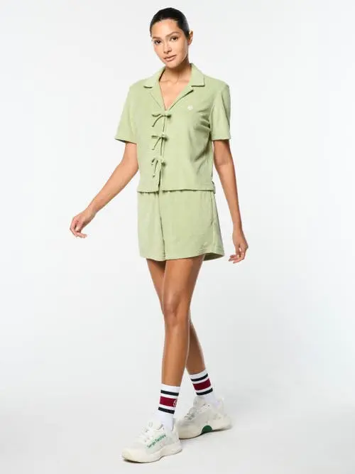 SERGIO TACCHINI Edda Cropped Terry Toweling Shirt - Reseda