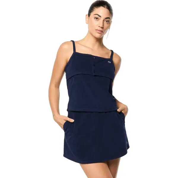 SERGIO TACCHINI Edda Cropped Terry Toweling Tank Top With Adjustable Straps - Maritime Blue