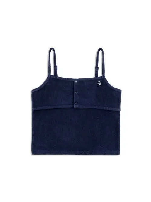 SERGIO TACCHINI Edda Cropped Terry Toweling Tank Top With Adjustable Straps - Maritime Blue
