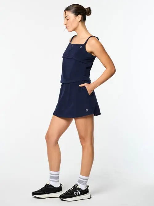 SERGIO TACCHINI Edda Cropped Terry Toweling Tank Top With Adjustable Straps - Maritime Blue