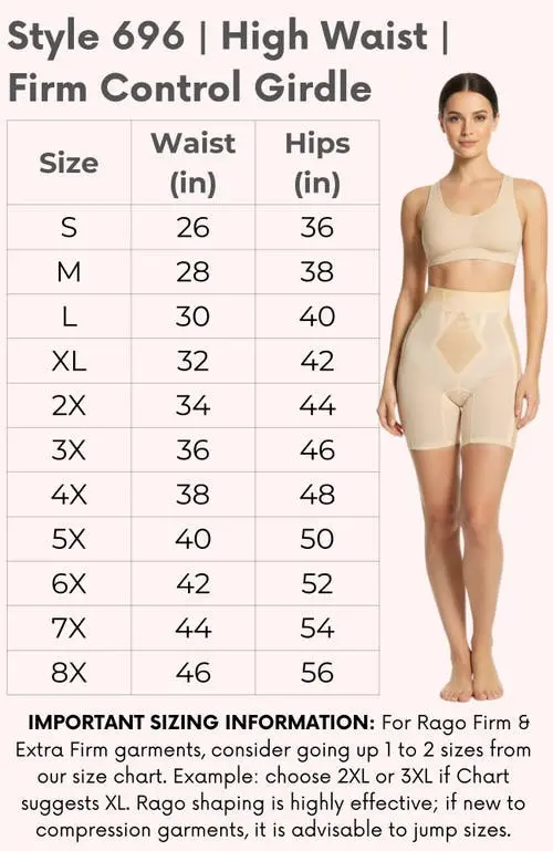 RAGO Firm Control High Waist No Top Roll Girdle - Beige