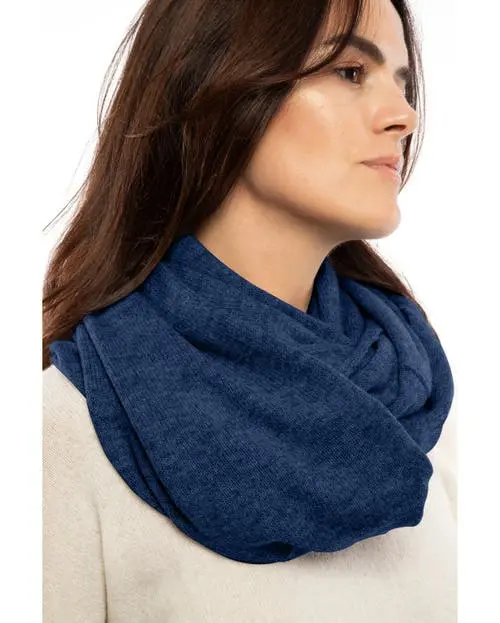 MONTICELLI CASHMERE Maxi Pure Cashmere Infinity Scarf - Melange Blue