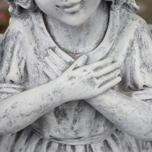 NORTHLIGHT Angel Child Wrapped In Wings Outdoor Garden Statue16