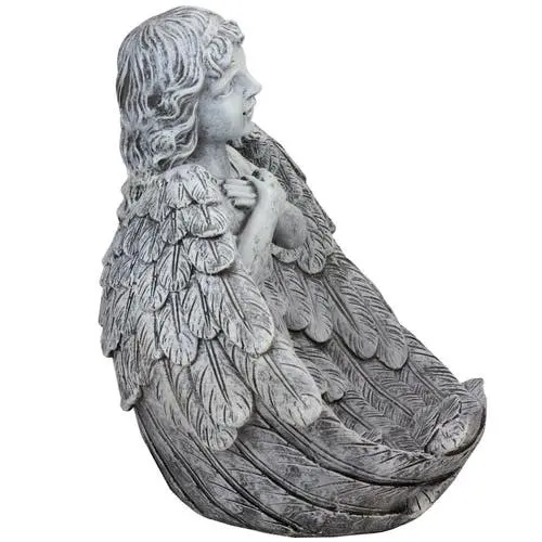 NORTHLIGHT Angel Child Wrapped In Wings Outdoor Garden Statue16