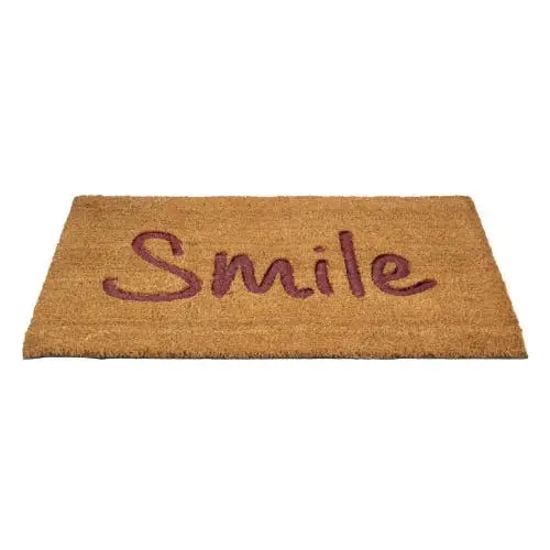 NORTHLIGHT Natural Coir "smile" Outdoor Rectangular Doormat 18" X 30