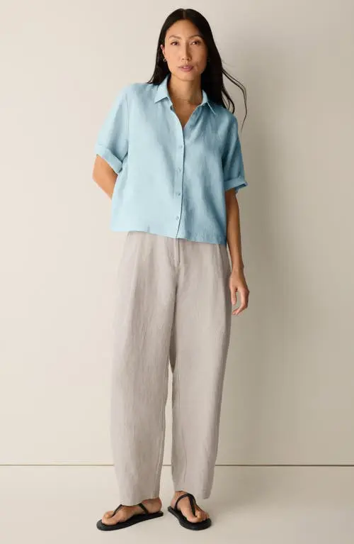 Eileen Fisher Organic Linen Button-up Shirt With Elbow Sleeves - Breeze