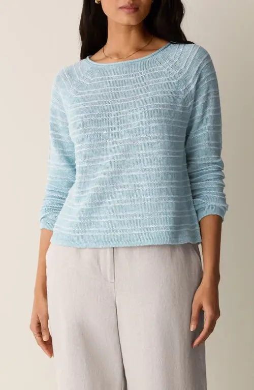 Eileen Fisher Bateau Neck Stripe Sweater - Breeze