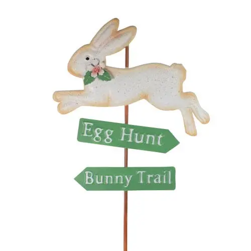NORTHLIGHT Easter Egg Hunt And Bunny Trail Outdoor Metal Spring Yard Stake25.5