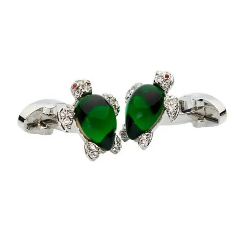 PRINCE OF SCOTS Crystal Turtle Cufflinks - Silver