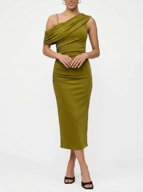 Rachel Rachel Roy Julez Asymmetrical Draped Midi Dress - Medium Green