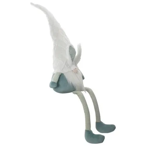 NORTHLIGHT Sitting Easter Gnome With Polka Dot Bunny Ears And Dangling Legs33"teal