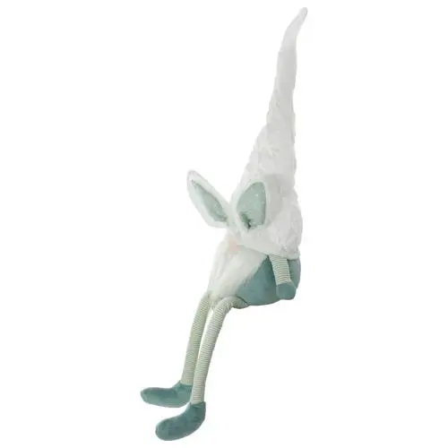 NORTHLIGHT Sitting Easter Gnome With Polka Dot Bunny Ears And Dangling Legs33"teal