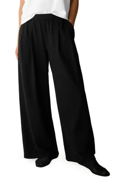 Eileen Fisher Stretch Organic Cotton Wide Leg Pants