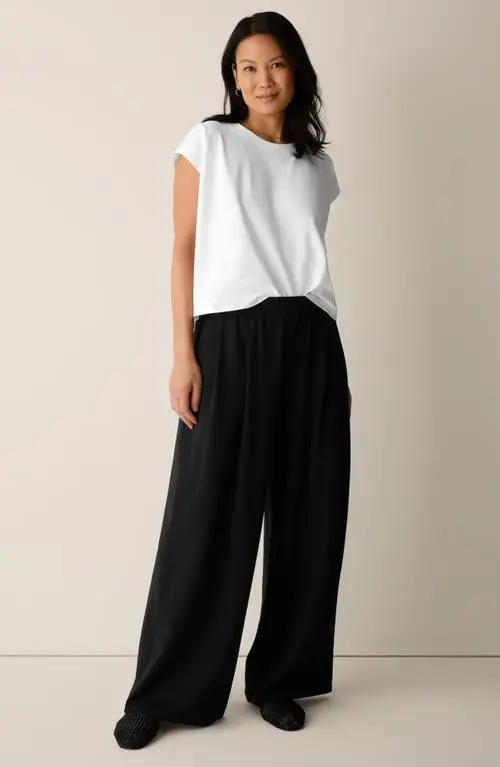 Eileen Fisher Stretch Organic Cotton Wide Leg Pants