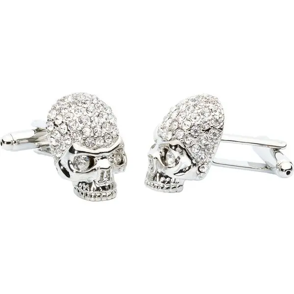 PRINCE OF SCOTS Crystal Skull Cufflinks - Silver