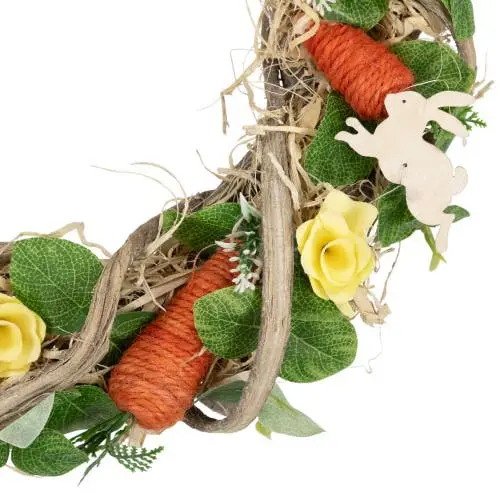 NORTHLIGHT Bunnies And Carrots Small Artificial Easter Twig Wreath12