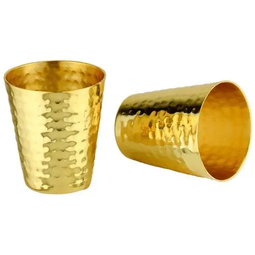 PRINCE OF SCOTS Hammered Shot Glasses W/ 24k Gold-plate - Copper