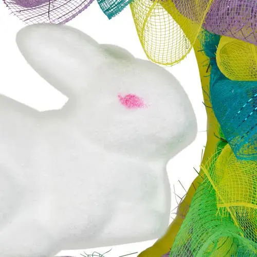 NORTHLIGHT Pastel Deco Mesh Ribbon Easter Bunny Wreath24