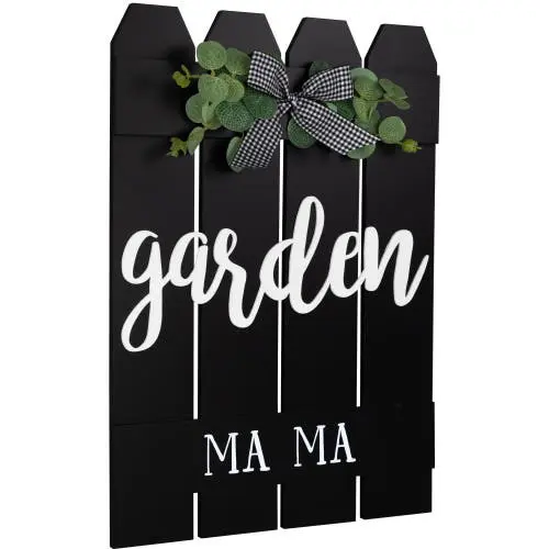 NORTHLIGHT Garden Ma Ma Picket Fence Wooden Wall Sign19.25