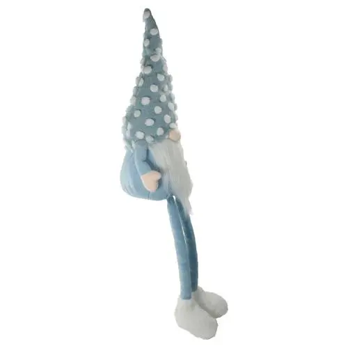 NORTHLIGHT Sitting Spring Gnome Figure With A Pointy Polka Dot Hat34" And White