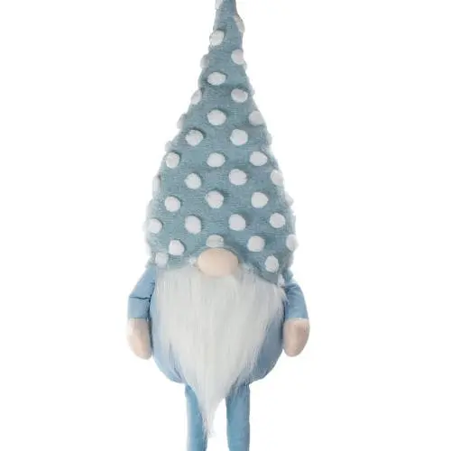 NORTHLIGHT Sitting Spring Gnome Figure With A Pointy Polka Dot Hat34" And White