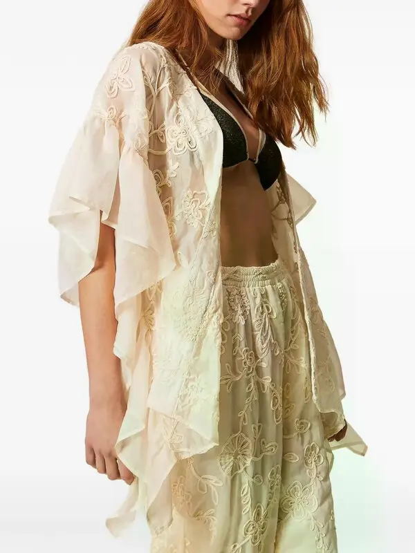 TWINSET Floral Ruffled Cape