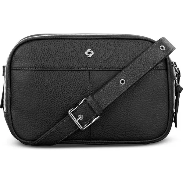 SAMSONITE Leather Crossbody Bag - Black