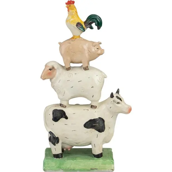 NORTHLIGHT 11.5" Stacked Farm Animals Outdoor Garden Statue - Multi