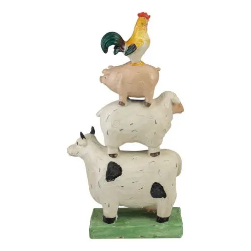 NORTHLIGHT 11.5" Stacked Farm Animals Outdoor Garden Statue