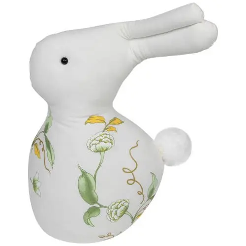 NORTHLIGHT Plush Soft Floral Easter Rabbit Spring Decoration14 - White