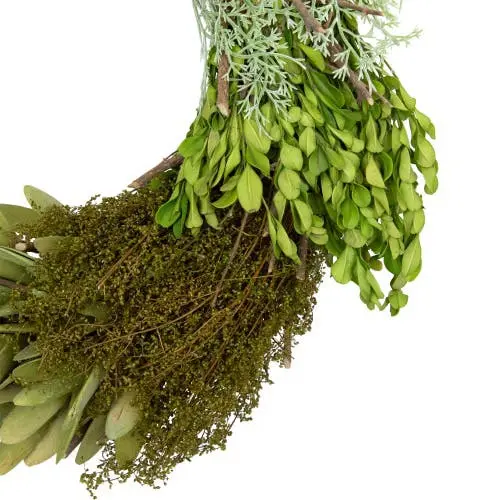 NORTHLIGHT Small Cedar Succulent And Day Grass Artificial Spring Wreath -14-inch