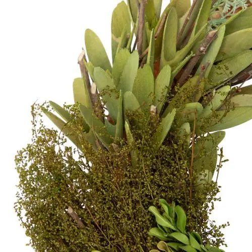 NORTHLIGHT Small Cedar Succulent And Day Grass Artificial Spring Wreath -14-inch