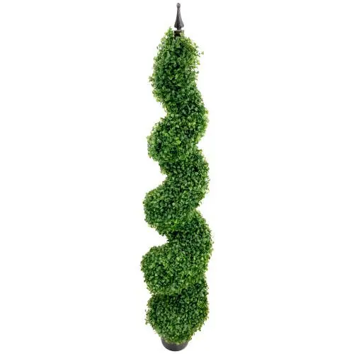 NORTHLIGHT Potted Two Toned Artificial Spiral Boxwood Garden Topiary Tree5