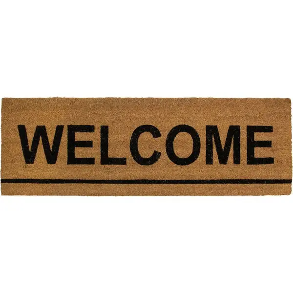 NORTHLIGHT Natural Coir Outdoor Rectangular "welcome" Doormat 16" X 48 - Brown