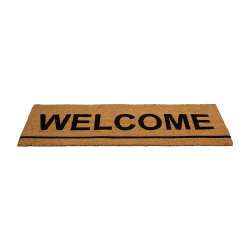 NORTHLIGHT Natural Coir Outdoor Rectangular "welcome" Doormat 16" X 48