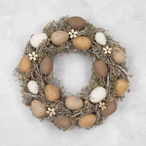 NORTHLIGHT Neutral Earth Tones Small Speckled Egg Easter Twig Artificial Wreath12