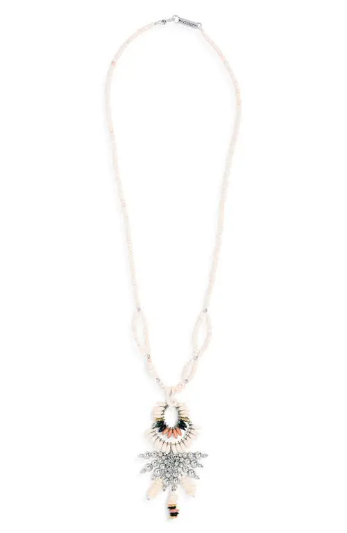 Isabel Marant Étoile Beaded Buffalo Bone Necklace - Ecru/silver