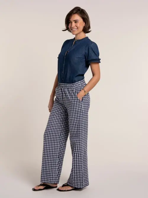 BRAKEBURN Gingham Wide Leg Aitana Trousers