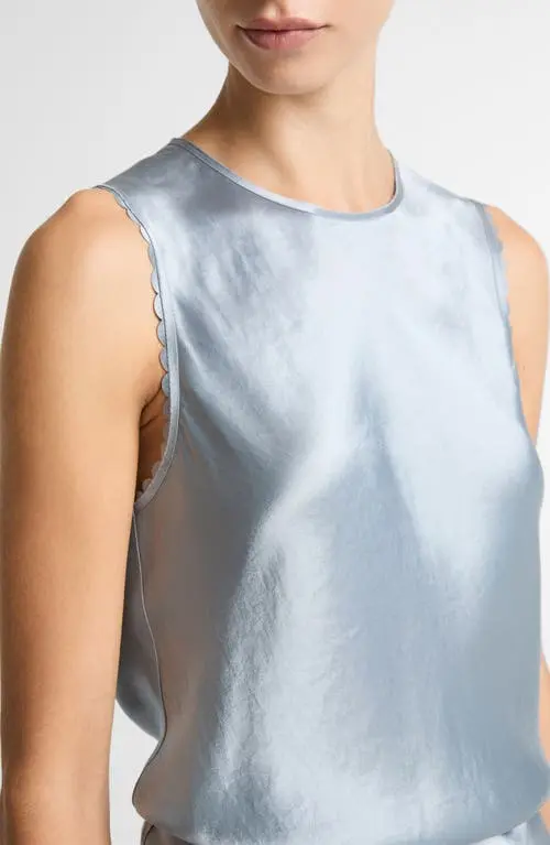 Vince Scallop Trim Sleeveless Shell - Light Lagoon