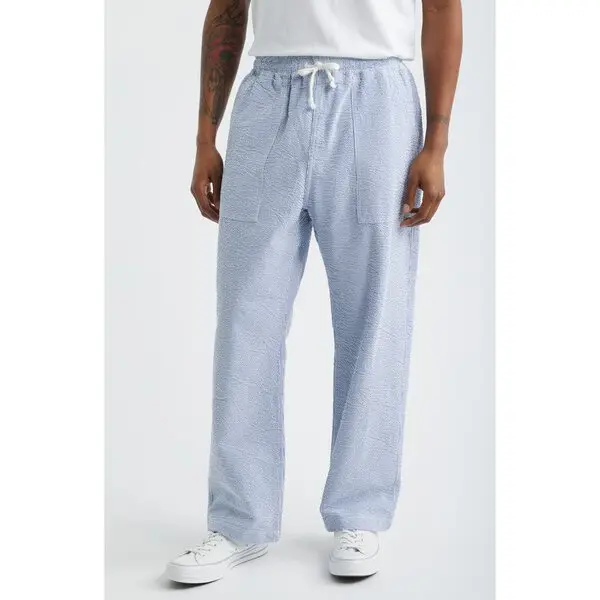 SERVICE WORKS Seersucker Drawstring Chef Pants - Navy Stripe