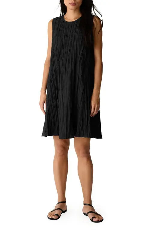 Eileen Fisher Sleeveless Silk A-line Dress - Black