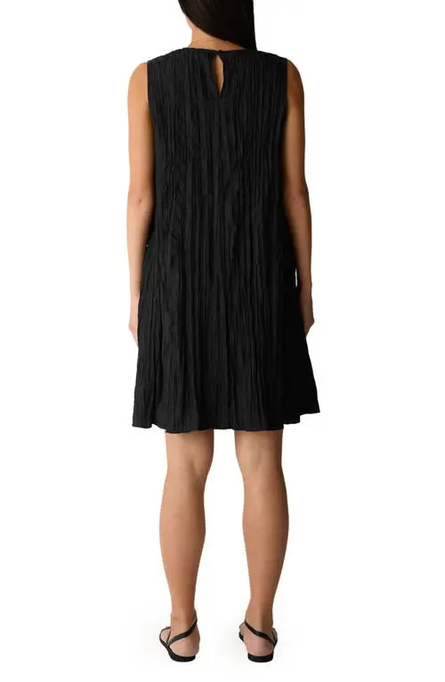 Eileen Fisher Sleeveless Silk A-line Dress - Black