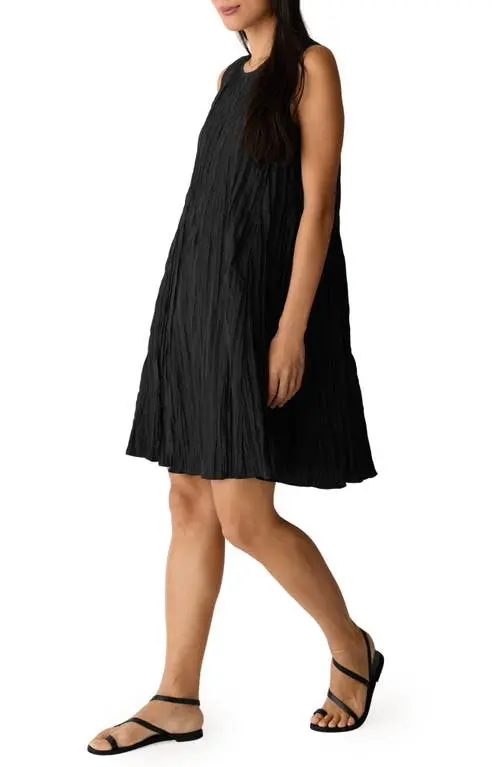 Eileen Fisher Sleeveless Silk A-line Dress - Black