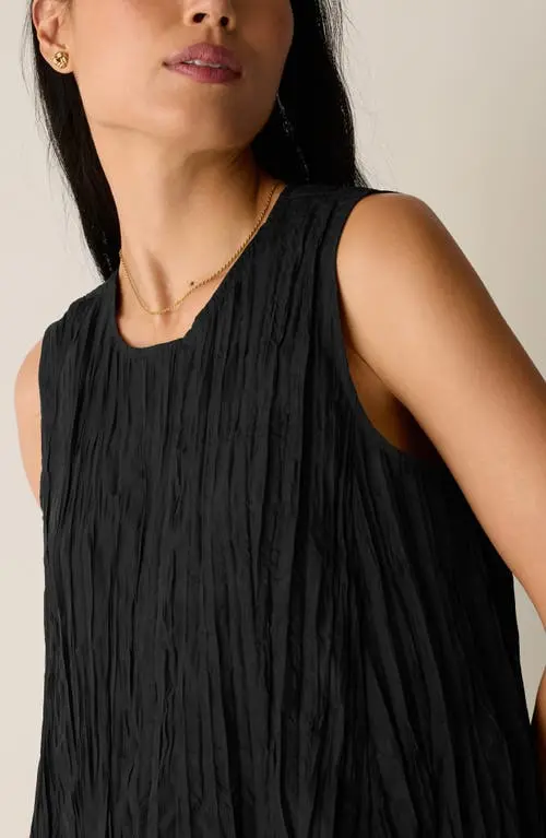 Eileen Fisher Sleeveless Silk A-line Dress - Black
